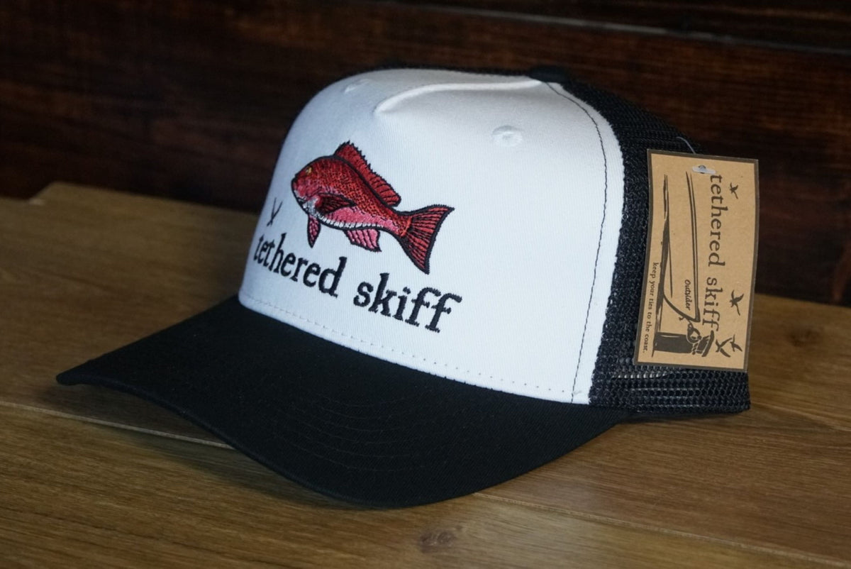 Red Snapper - Classic Trucker - White / Black – Tethered Skiff